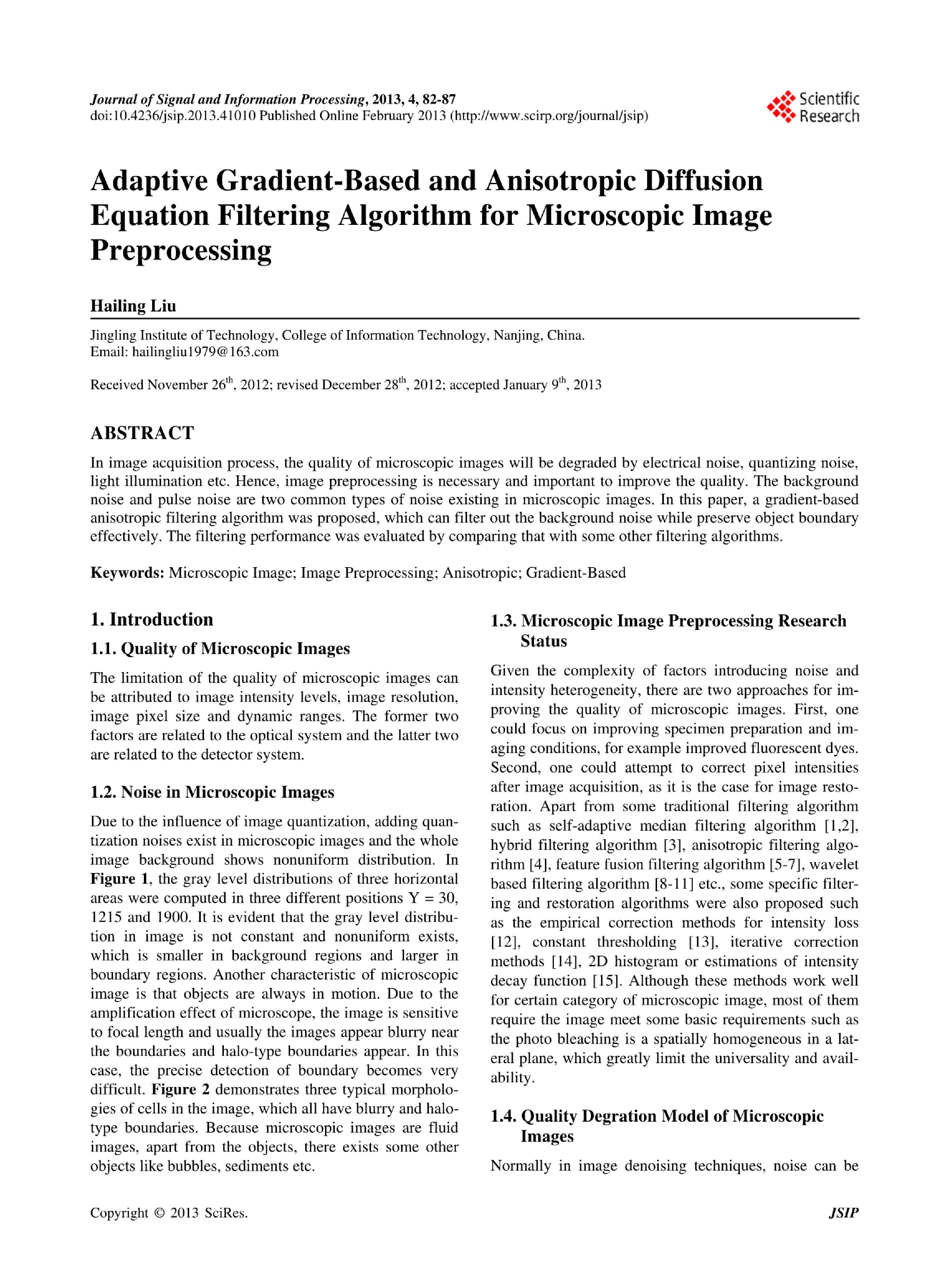 Download Adaptive Gradient Based And Anisotropic Diffusion Equation Filtering Algorithm For