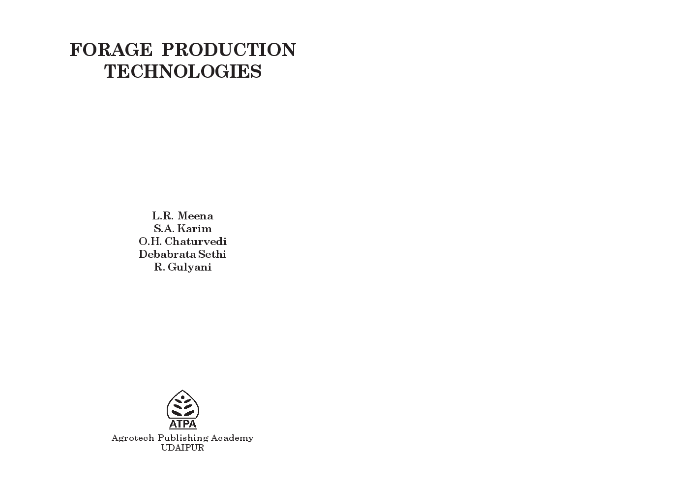 Download Forage Production Technologies by Meena L R et al PDF Online