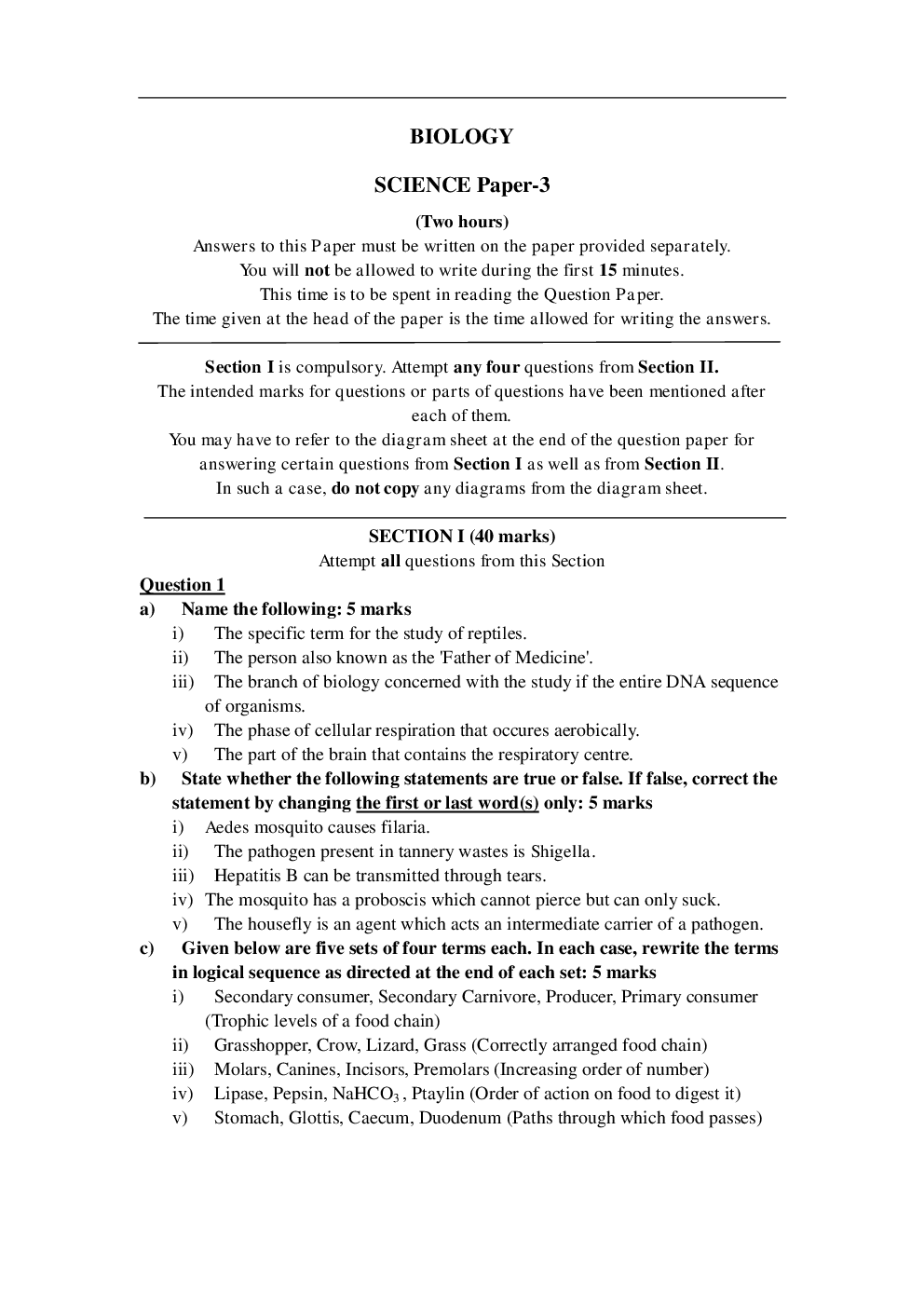 Download ICSE Sample Question Papers For Class 9 Biology PDF Online 2022 Download ICSE Sample Question Papers For Class 9 Biology PDF Online 2022