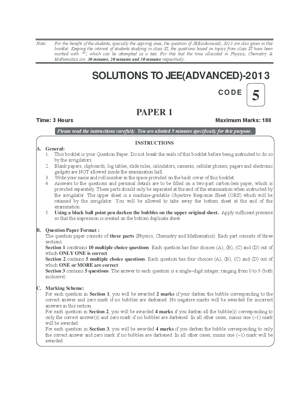 Download IIT JEE Previous Year Question Papers Paper 1 With Solutions ...