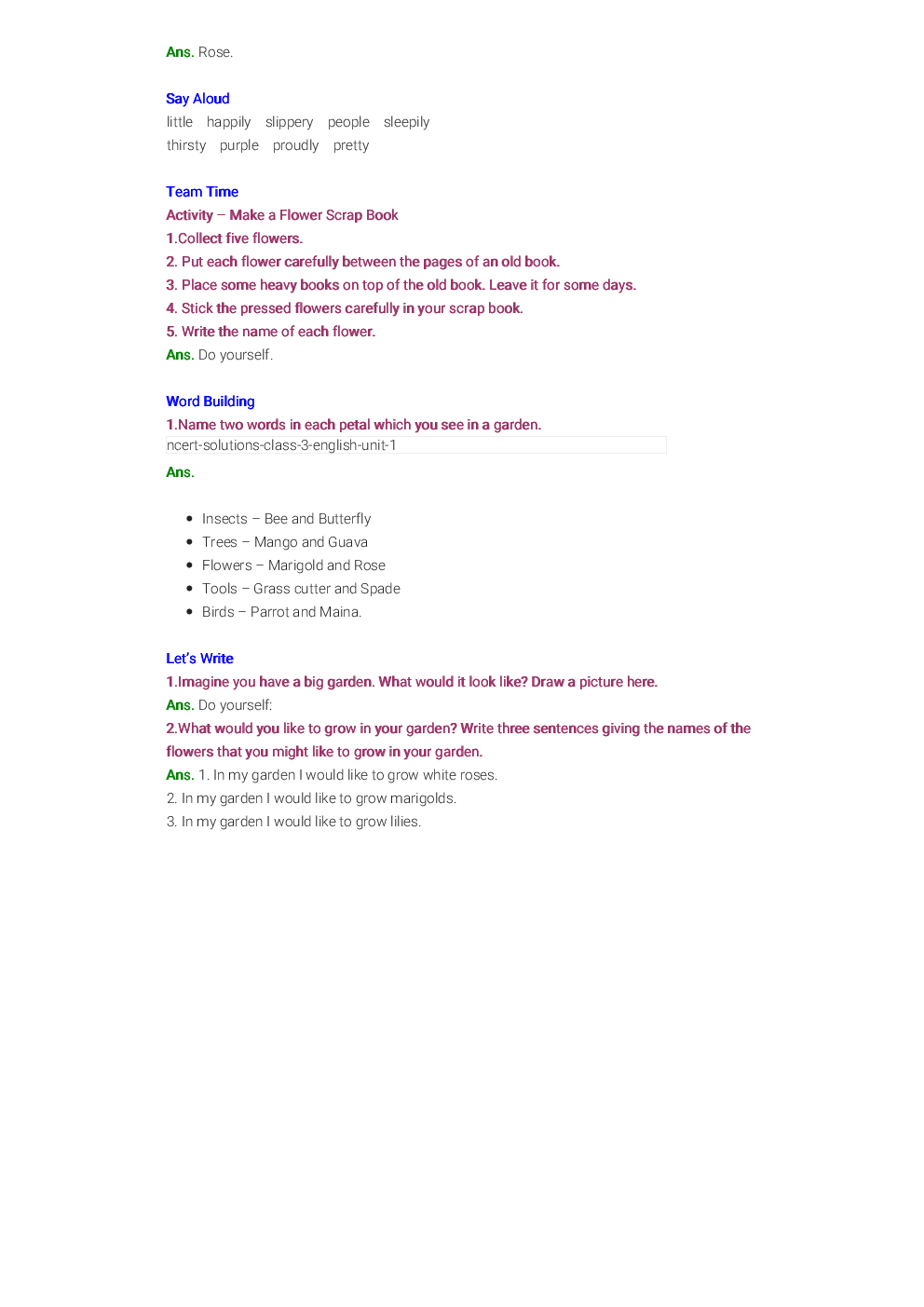 Download NCERT Class 3 English Solution PDF Online 2022