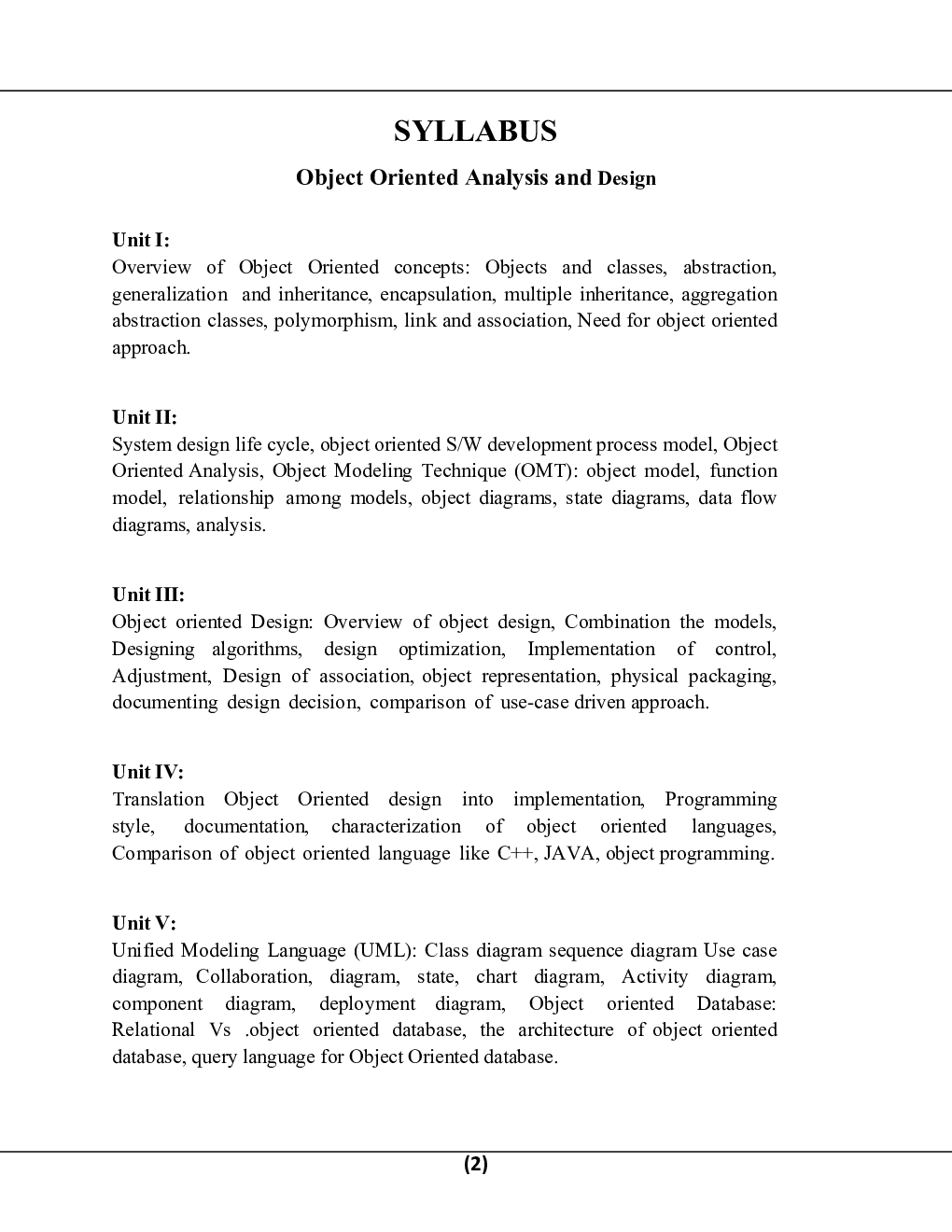 Download Manipal University Object Oriented Analysis & Design B.Tech 5th Sem Computer Science ...