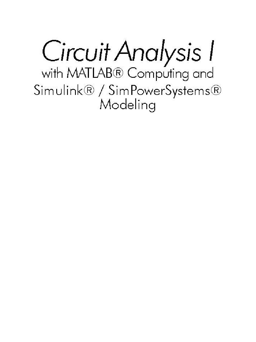 Download Free Circuit Analysis I With Matlab Computing And Simulink Simpower Systems Modeling