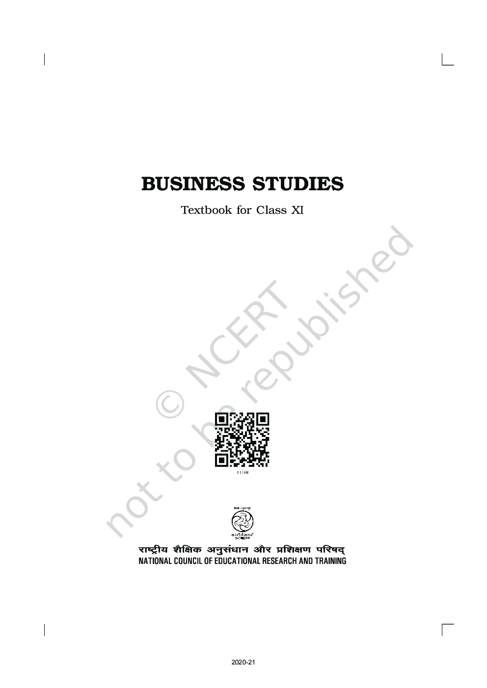 Free Download NCERT Class 11 Business Studies Textbook PDF Online 2020