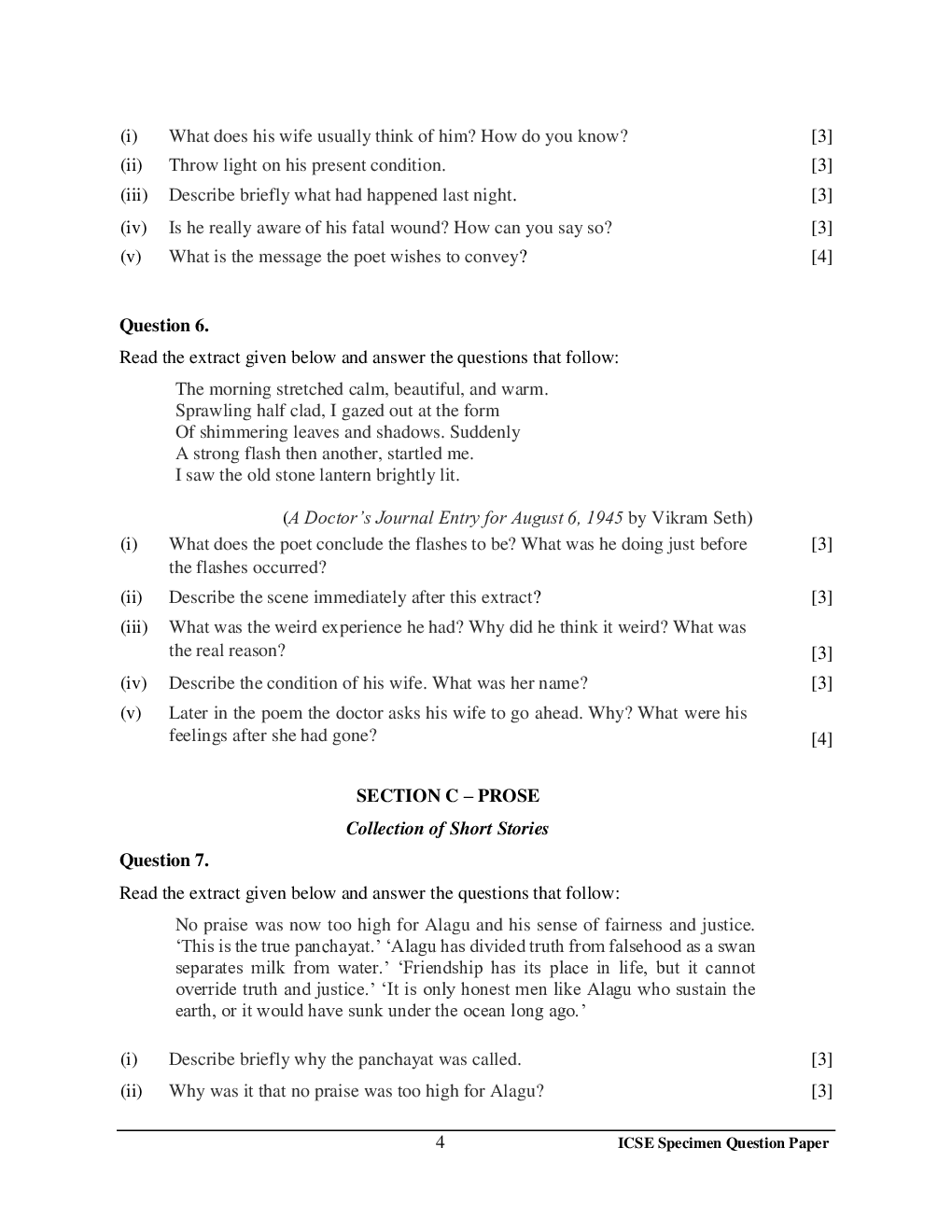 Download ICSE Sample Paper For English Literature Class 10 PDF Online Download ICSE Sample Paper For English Literature Class 10 PDF Online