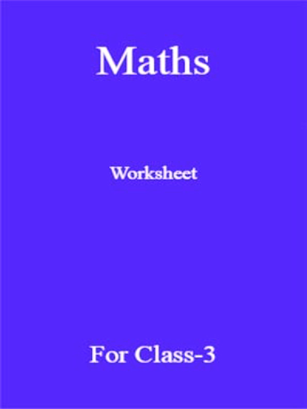 Download Maths Worksheet For Class 3 PDF Online 2022