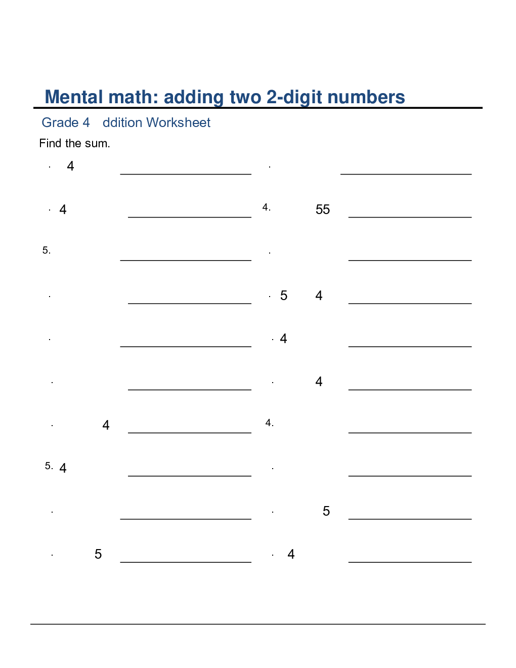 Download Mathematics Worksheet For Class 4 PDF Online 2021