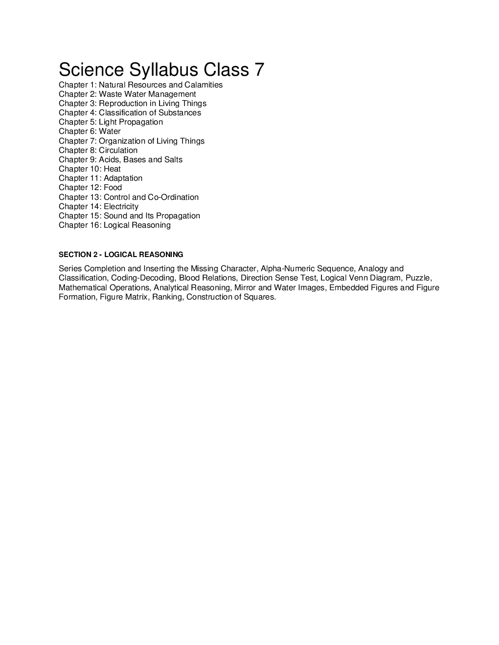 Download Free Olympiad Syllabus For Class 7 Science PDF Online