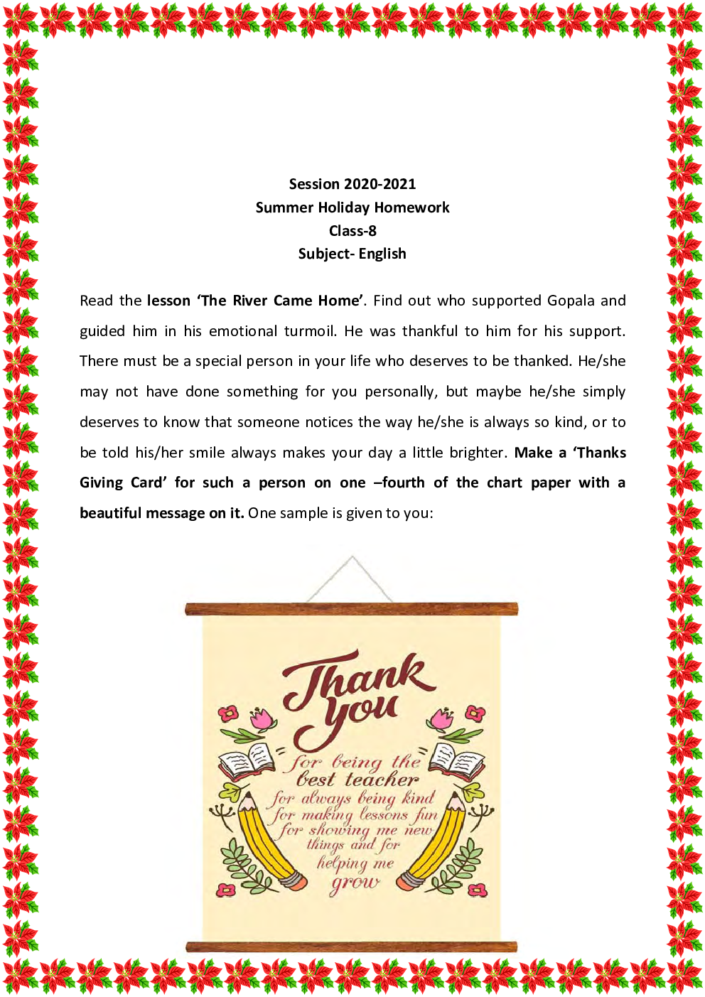 Free Download Class 8 English Holiday Homework English By Panel Of