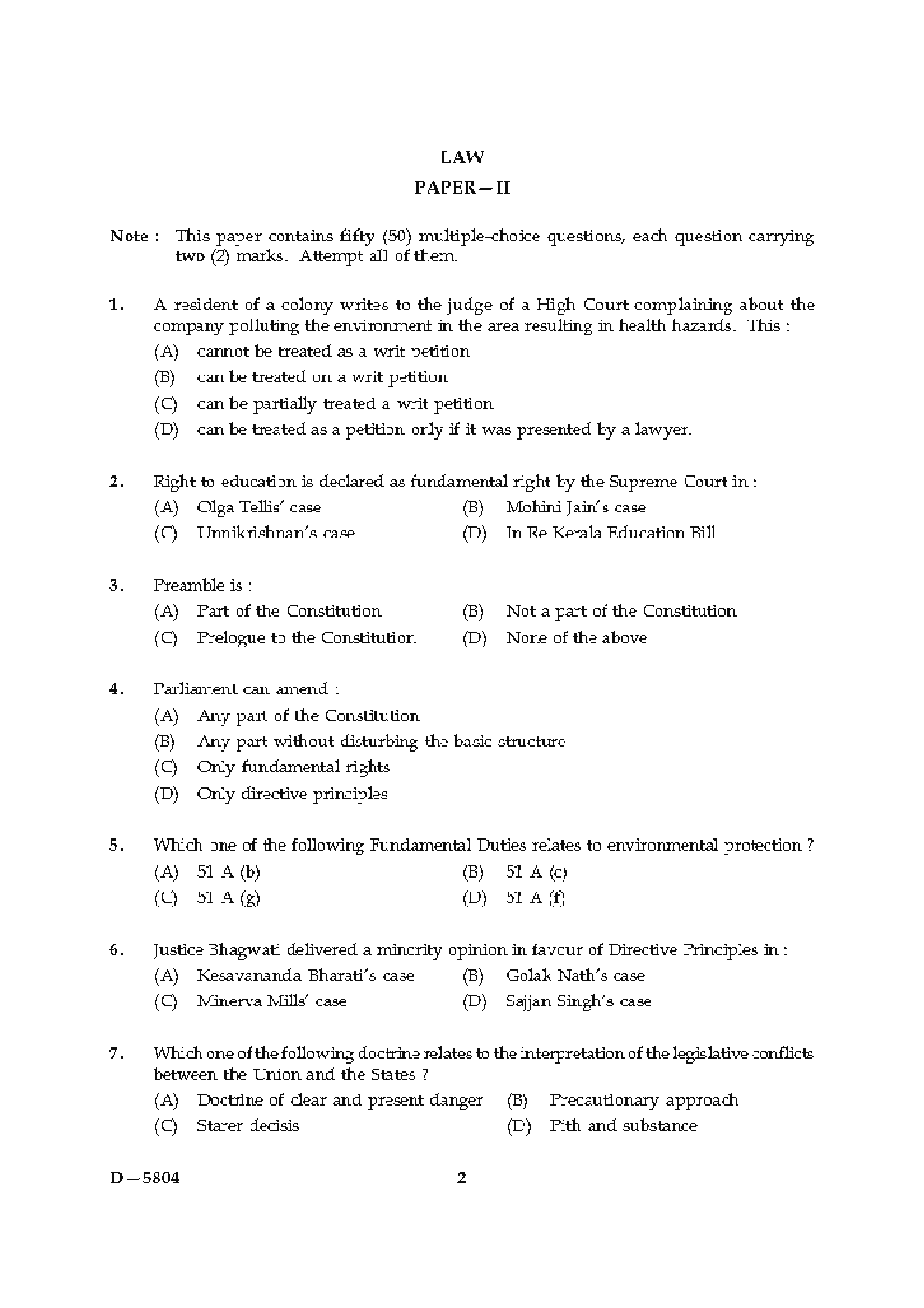 Download CBSE UGC NET Law Paper-2 Previous Year 2004-2015 (June-Dec) Unsolved Question Paper PDF ...