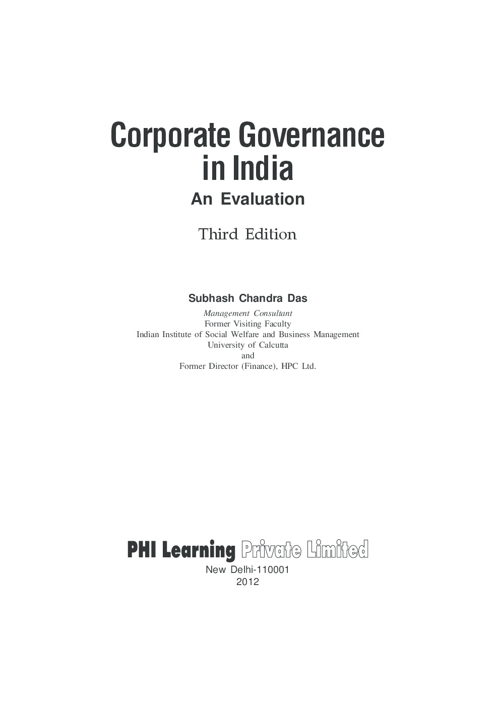 Download Corporate Governance In India : An Evaluation PDF Online by Subhash Chandra Das