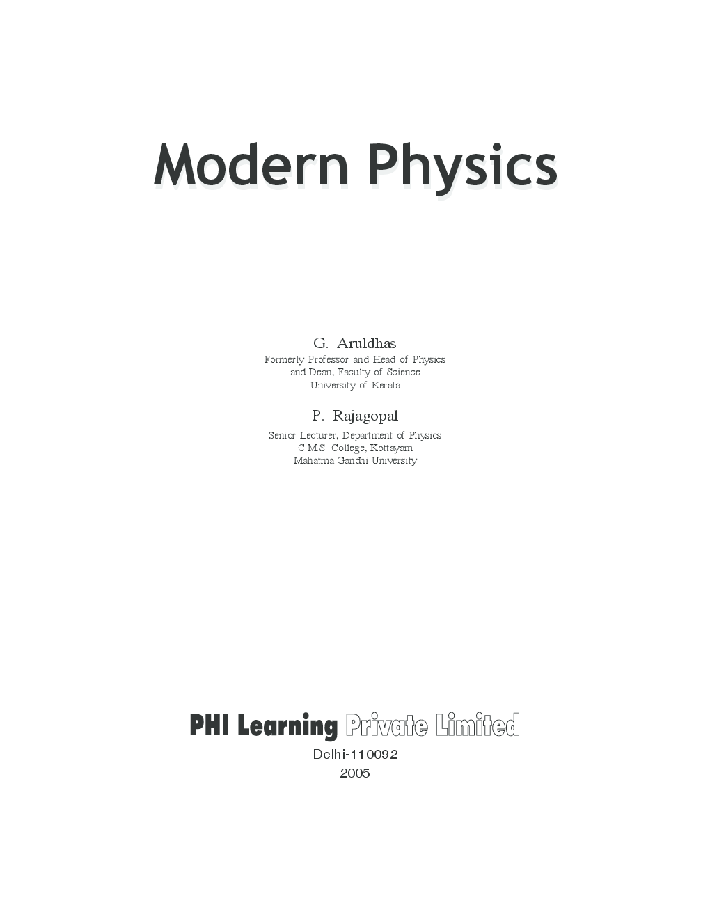 Download Modern Physics PDF Online 2022 by G. ARULDHAS, P. RAJAGOPAL