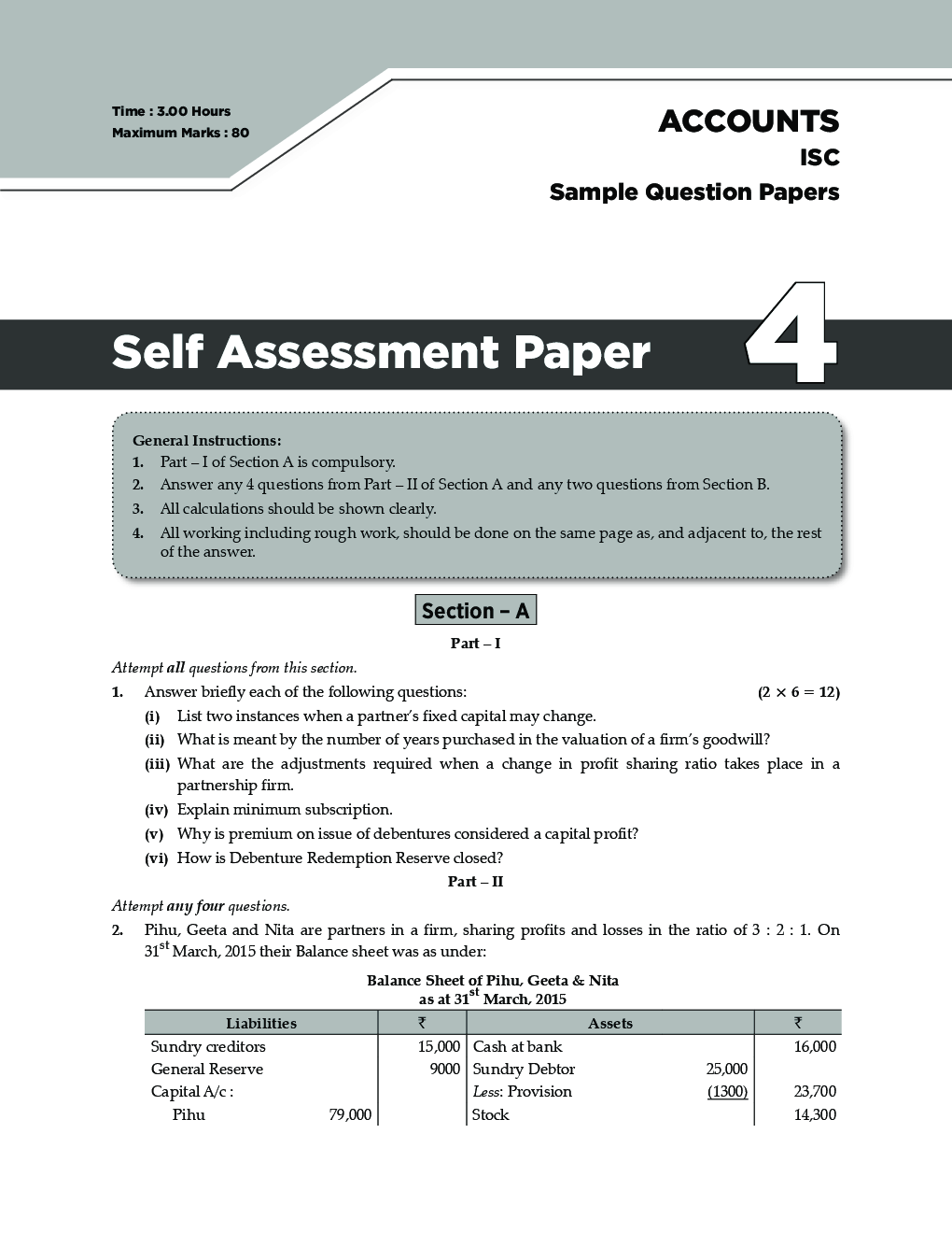 Download Oswaal ISC Sample Question Papers 4 For Class XII Accounts Download Oswaal ISC Sample Question Papers 4 For Class XII Accounts