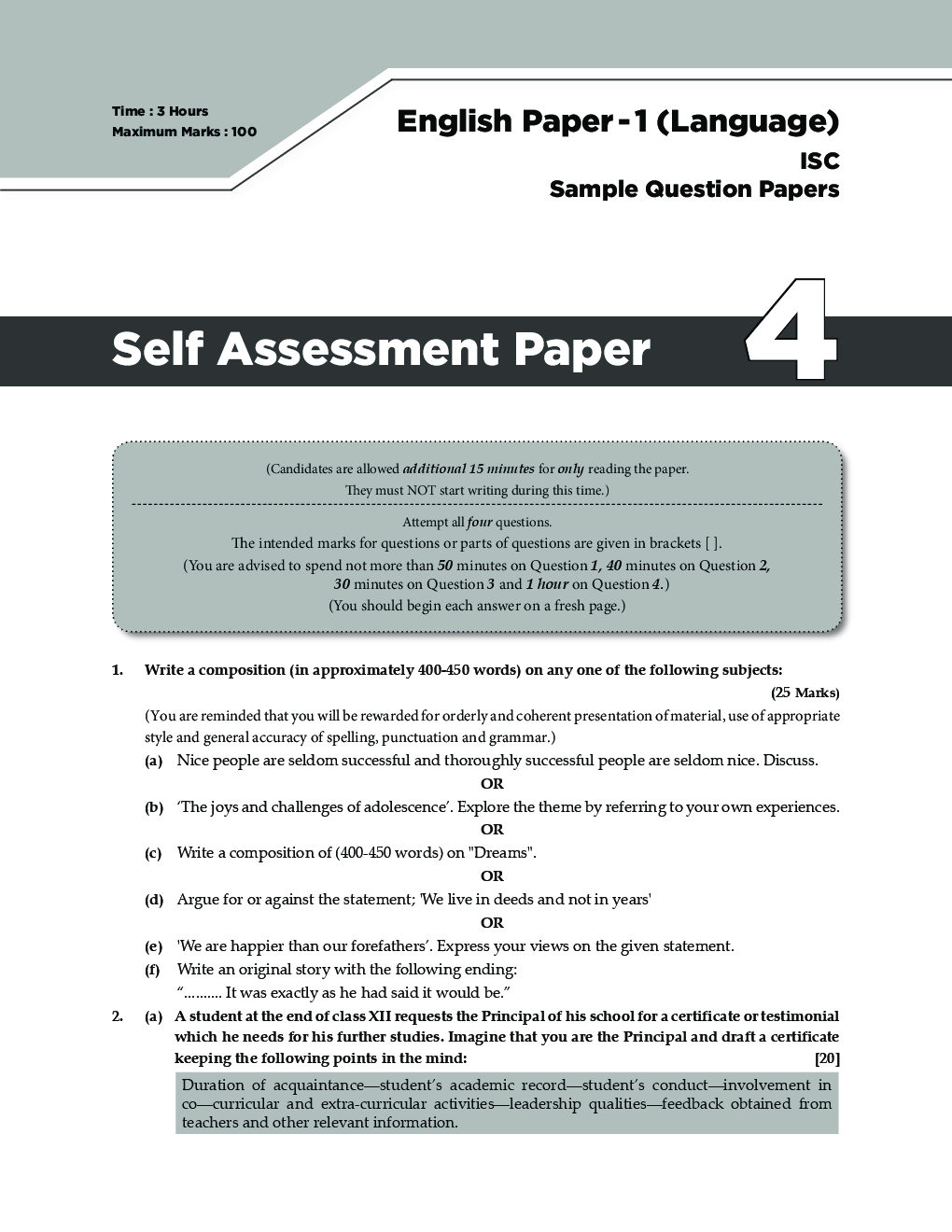 Download Oswaal ISC Sample Question Papers 4 For Class XII English 1