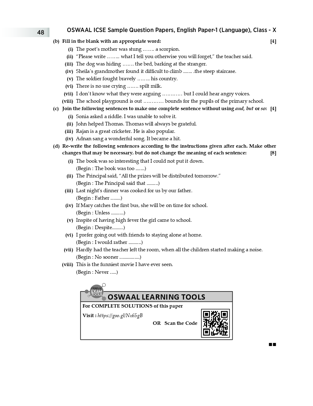 Download Oswaal ICSE Sample ion Papers 2 For CLass X English Paper 