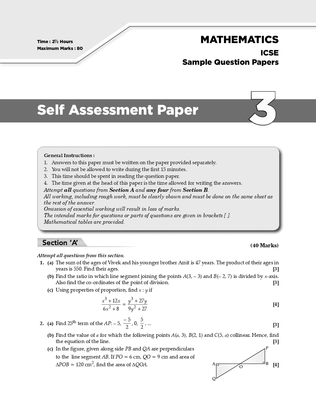 Download Oswaal ICSE Sample Question Papers 3 For CLass X Mathematics Download Oswaal ICSE Sample Question Papers 3 For CLass X Mathematics