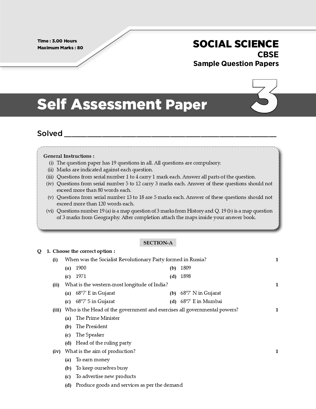 Download Oswaal CBSE Sample Question Papers 3 For Class IX Social Download Oswaal CBSE Sample Question Papers 3 For Class IX Social