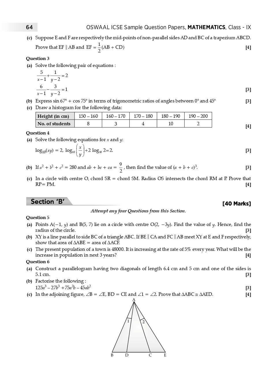 Download Oswaal ICSE Sample Question Papers 3 For Class IX Mathematics Download Oswaal ICSE Sample Question Papers 3 For Class IX Mathematics