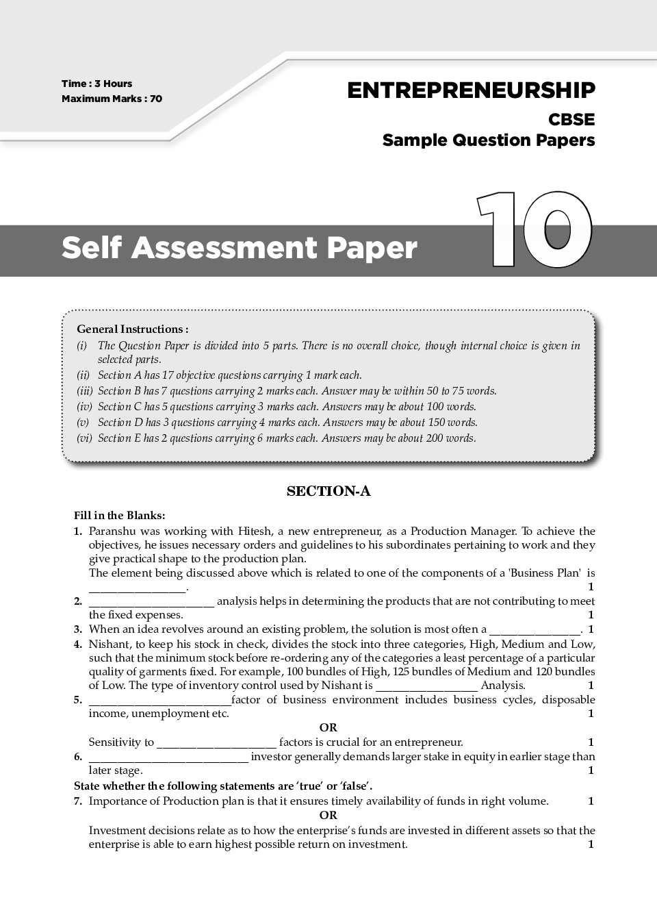 Download Oswaal CBSE Sample Question Paper 10 For Class XII Download Oswaal CBSE Sample Question Paper 10 For Class XII