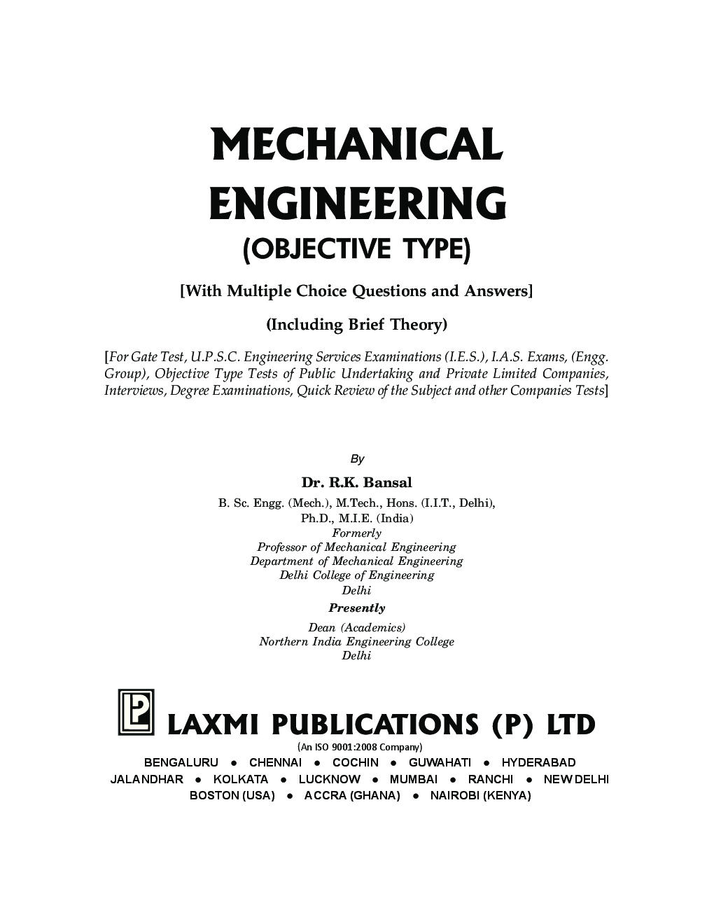 Download Mechanical Engineering Objective Type By Dr R K Bansal PDF 