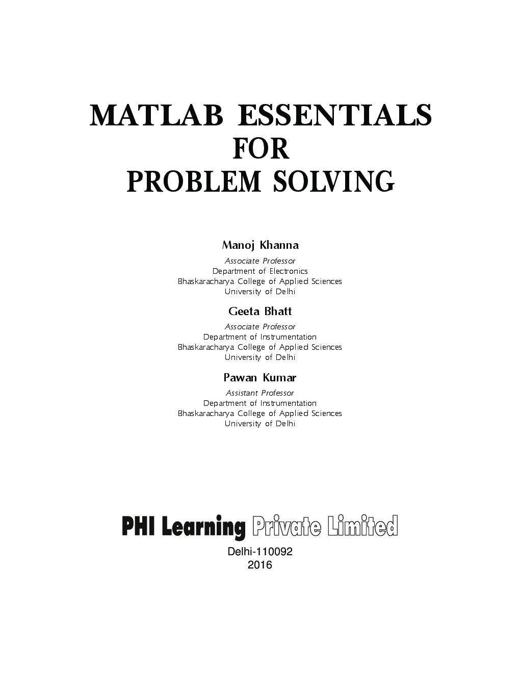Download Matlab Essentials For Problem Solving PDF Online 2020