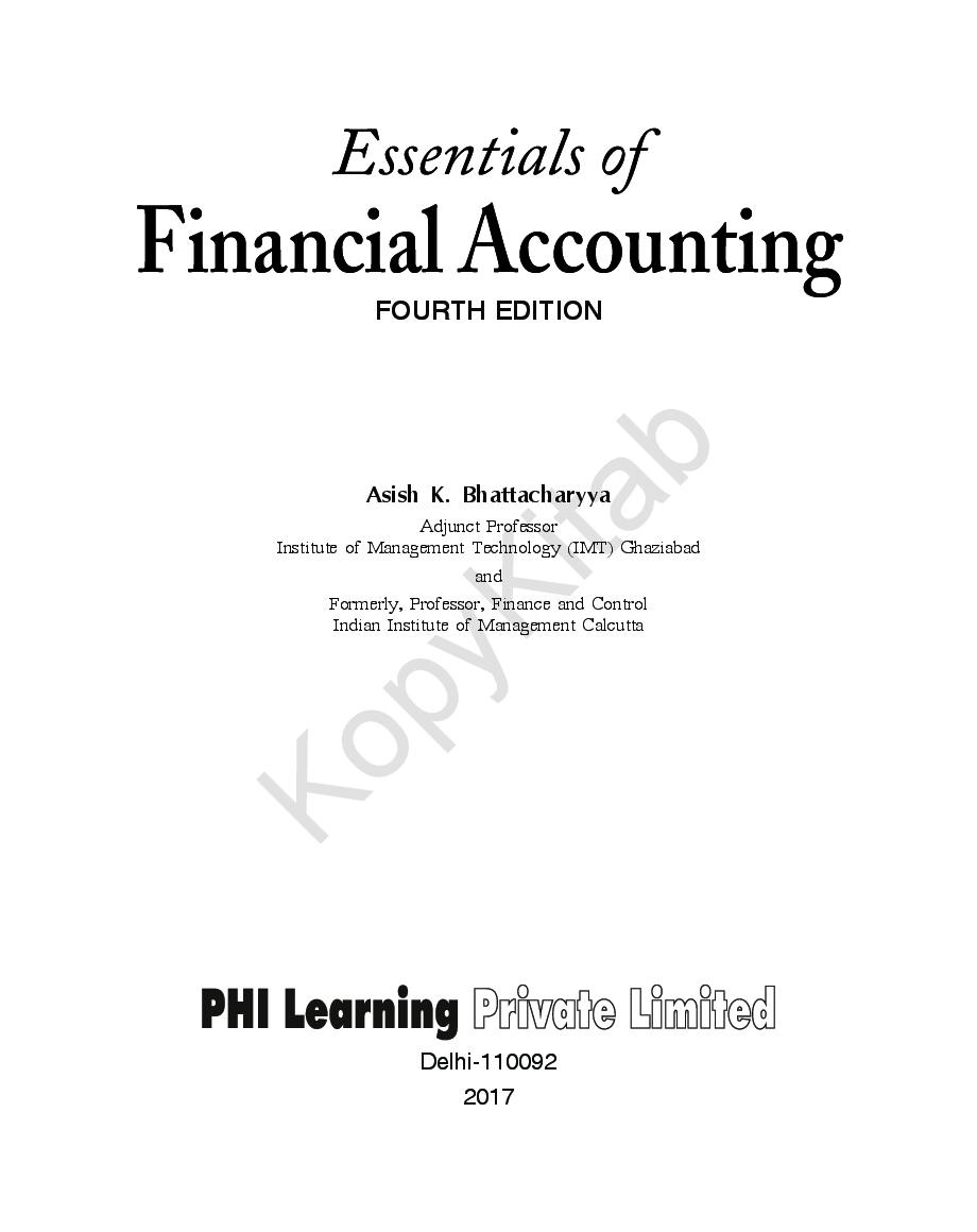 Download Essentials Of Financial Accounting PDF Online 2020 by Asish K ...