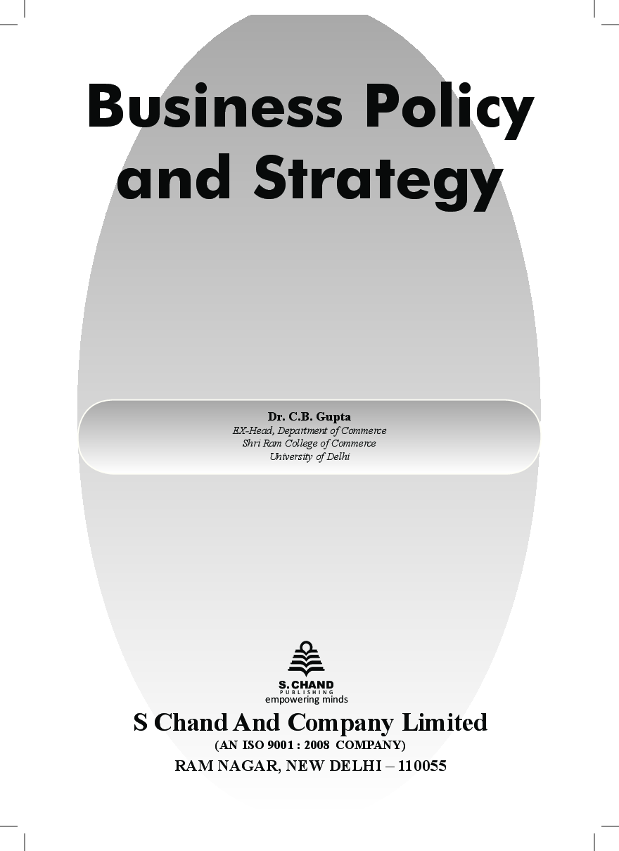 Download Free Business Policy And Strategy PDF Online By C B Gupta 2022