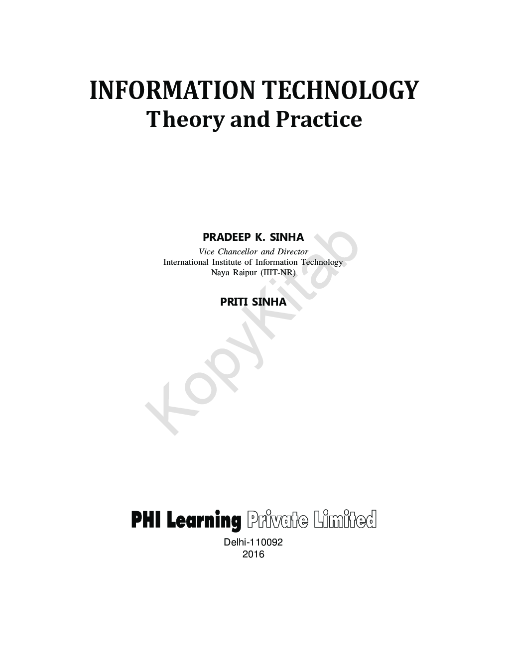 Download Information Technology: Theory And Practice PDF Online 2020