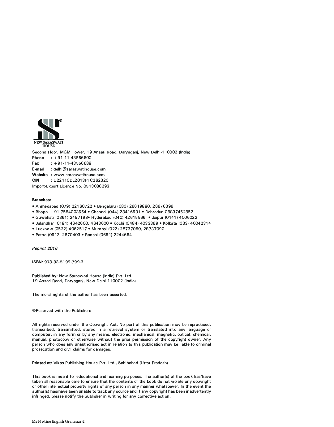 Download Me N Mine English Grammar For Class 2 PDF Online 2020