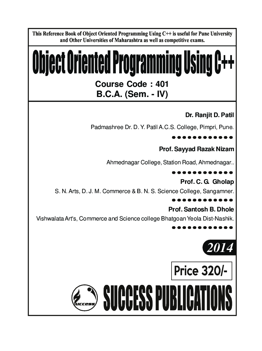 Download Object Oriented Programming Using C Pdf Online By Dr Ranjit 8121