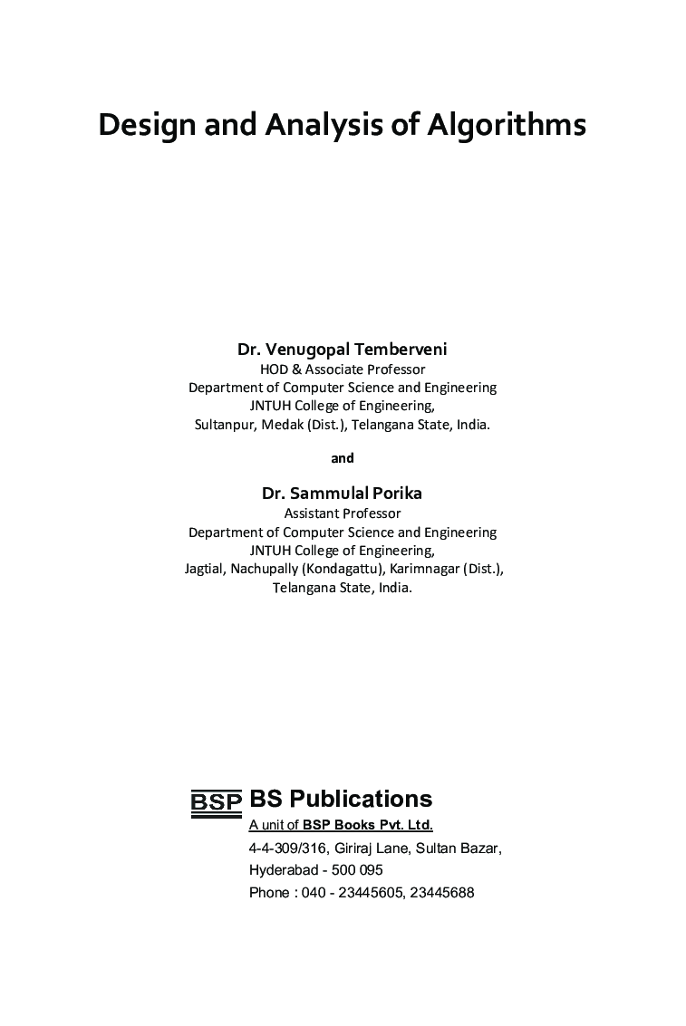 Download Design And Analysis Of Algorithms PDF Online by Dr. Venugopal ...