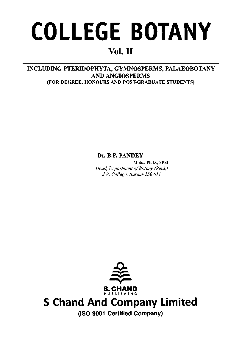 Download College Botany Volume 2 PDF Online 2021 By BP Pandey
