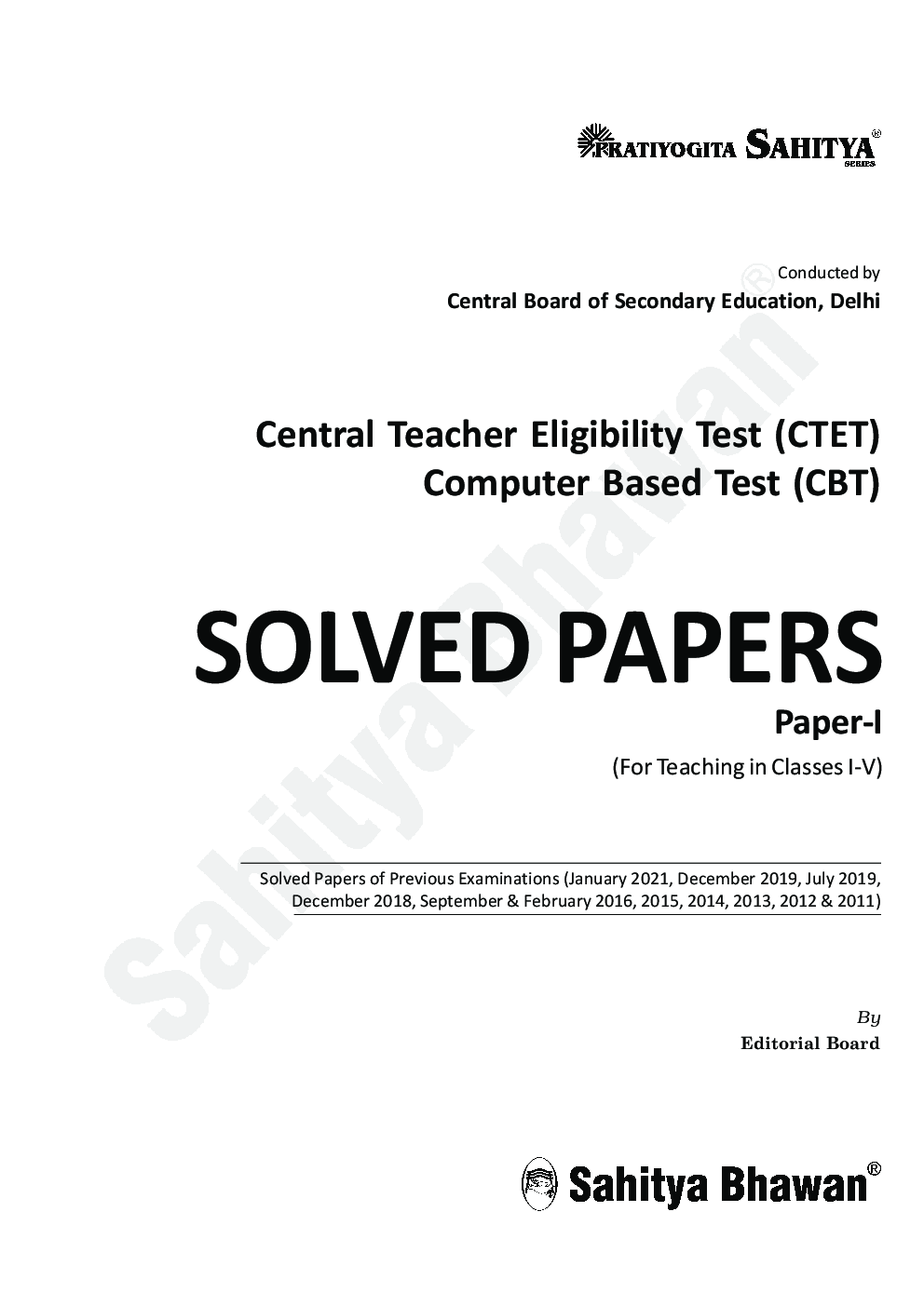 Download 2057 Sahitya Bhawan | Pratiyogita Sahitya Solved Papers for CTET exam Paper 1 Class 1-5 ...