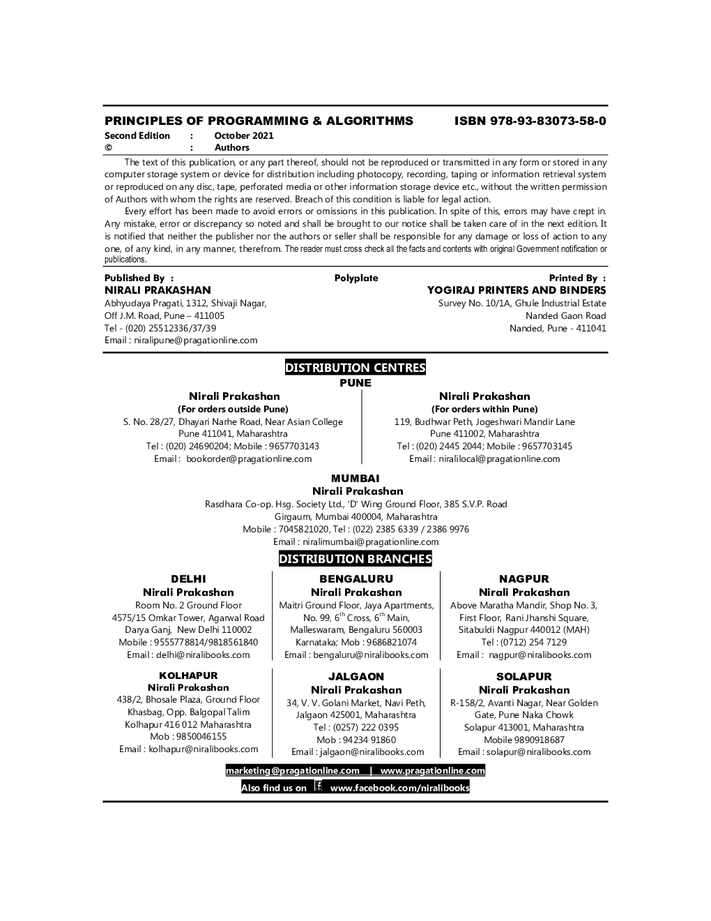 Download PRINCIPLES OF PROGRAMMING AND ALGORITHMS by Rajesh S. Yemul ... Download PRINCIPLES OF PROGRAMMING AND ALGORITHMS by Rajesh S. Yemul ...